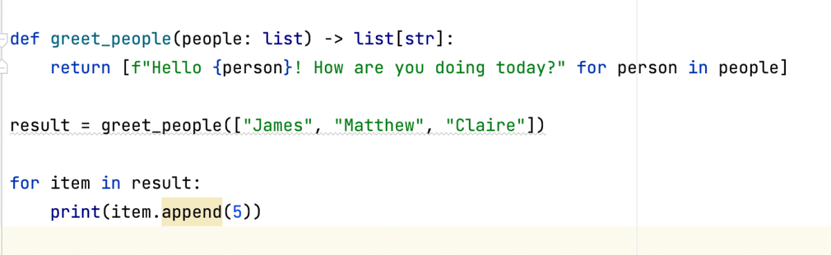 Using Type Hints When Defining A Python Function